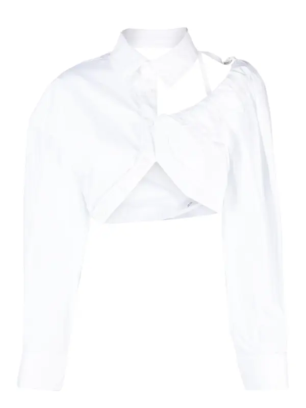 Jacquemus La Galliga Asymmetric Cropped Shirt - White