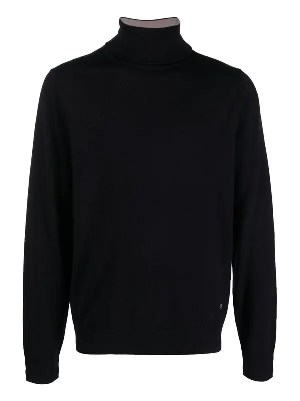 Paul Smith Roll Neck Merino Wool Jumper - Blue