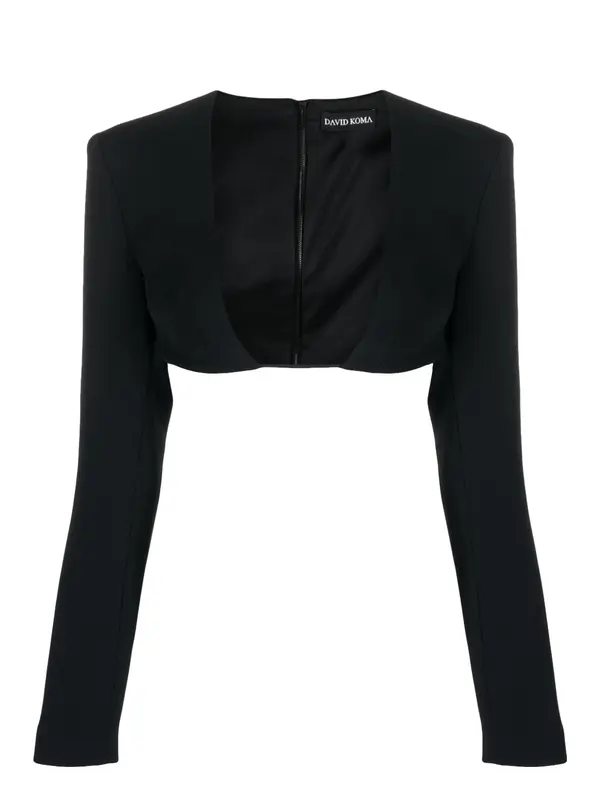 David Koma Plunging-neck Crop Top - Black