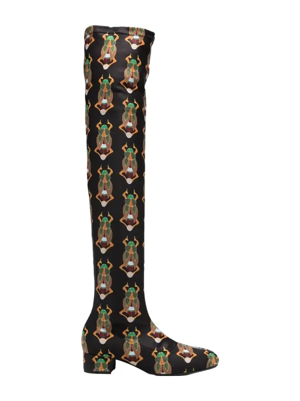 La DoubleJ Edie 40mm Scarab-jacquard Boots - Black