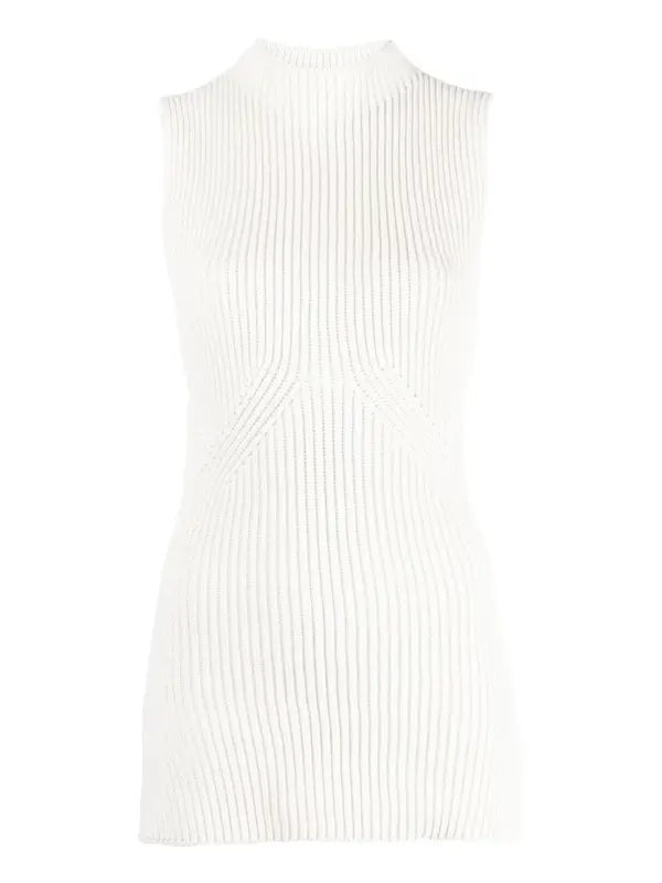 Gauchere Open-back Ribbed Top - Neutrals