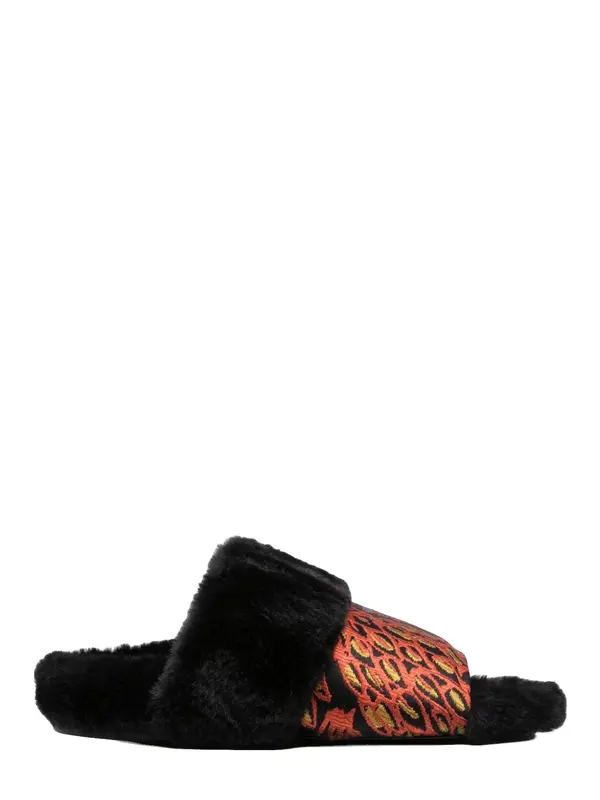 La DoubleJ Winter Jacquard Slides - Black