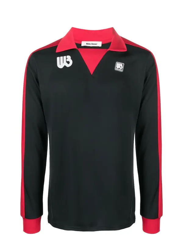 WALES BONNER Logo-print Long-sleeve Jersey - Black