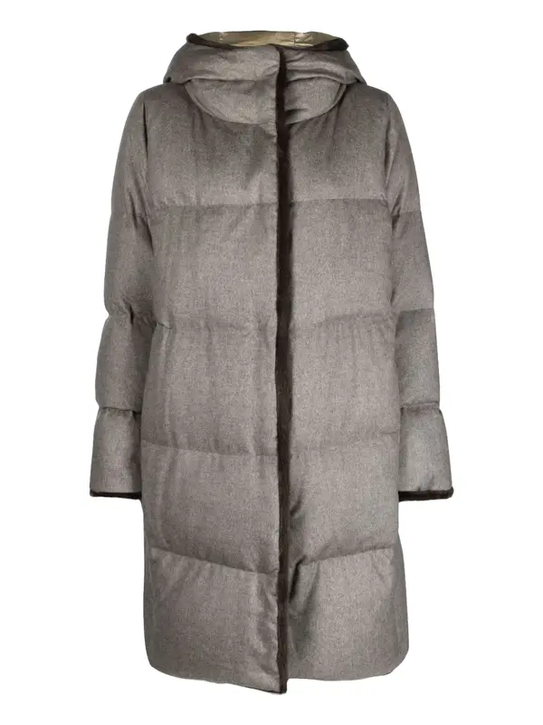 Herno Faux Fur-lined Quilted Coat - Brown