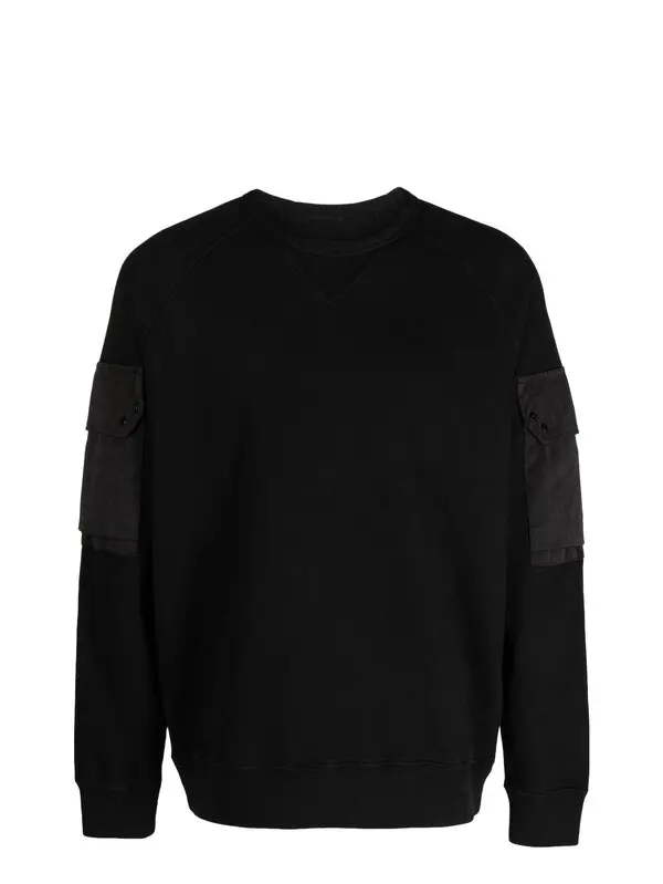 TEN C Logo-appliqué Panelled Cotton Sweatshirt - Black
