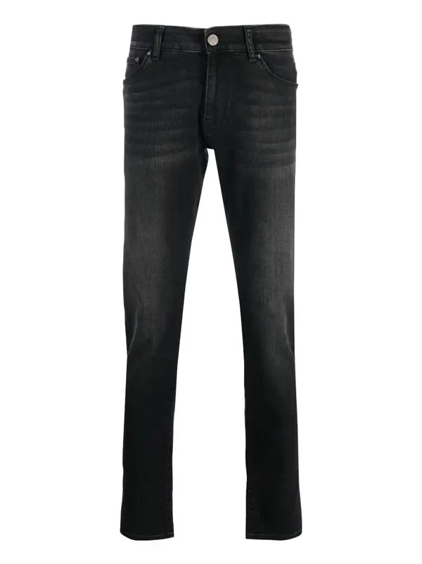 PT TORINO Washed Denim Slim-cut Jeans - Black