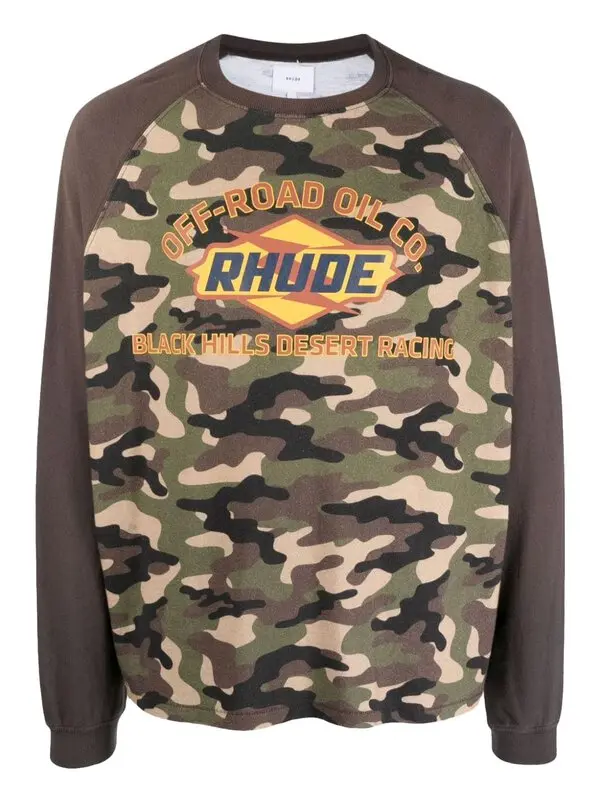 Rhude Camouflage-print Cotton T-shirt - Black