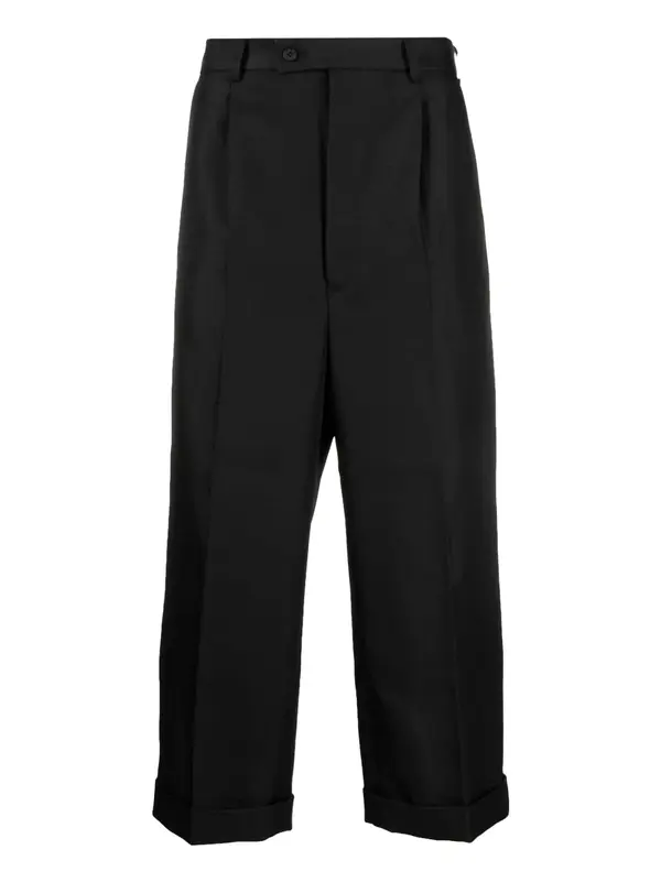 Comme Des Garçons High-waisted Cropped Trousers - Black