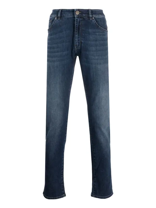 PT TORINO Washed Denim Slim-cut Jeans - Blue