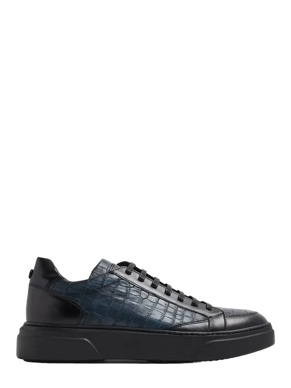 BARRETT Crocodile-effect Leather Sneakers - Blue