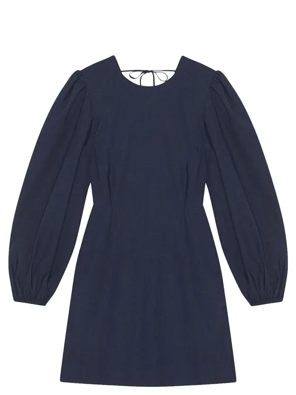 GANNI Long-sleeved Open-back Minidress - Blue