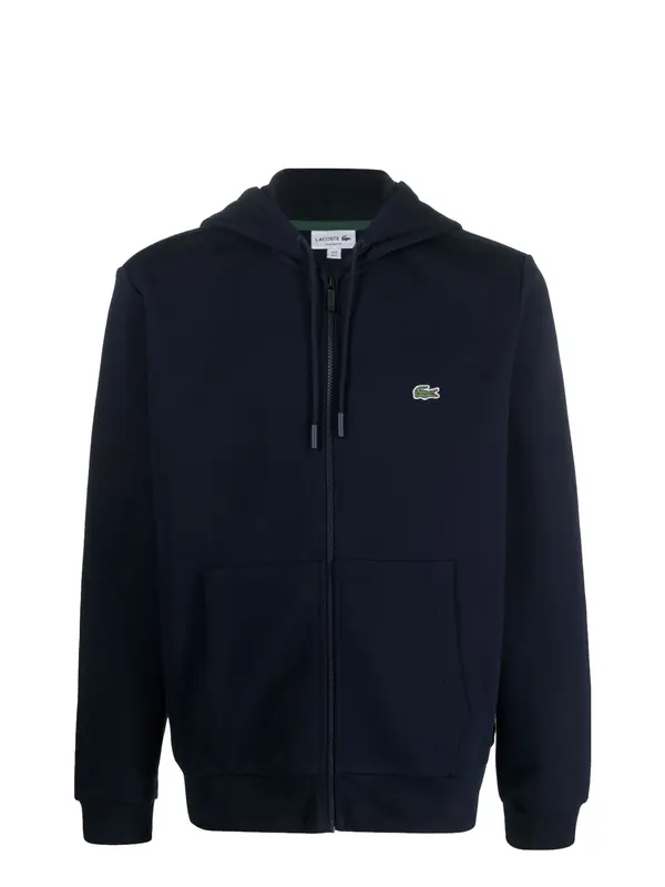 Lacoste Logo-embroidered Zip-up Hoodie - Blue