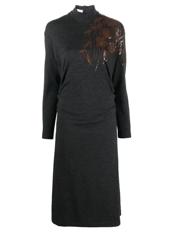 Brunello Cucinelli Sequin-design Midi Dress - Grey