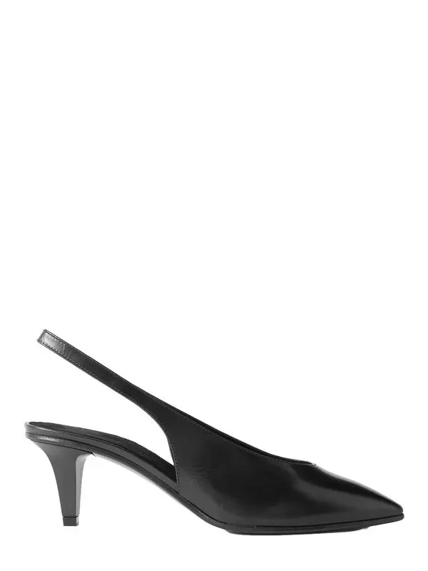 Loro Piana Rebecca Leather Slingback Pumps - Black
