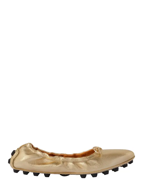 TOD'S Gommino Bubble Metallic Leather Ballet Flats - Gold
