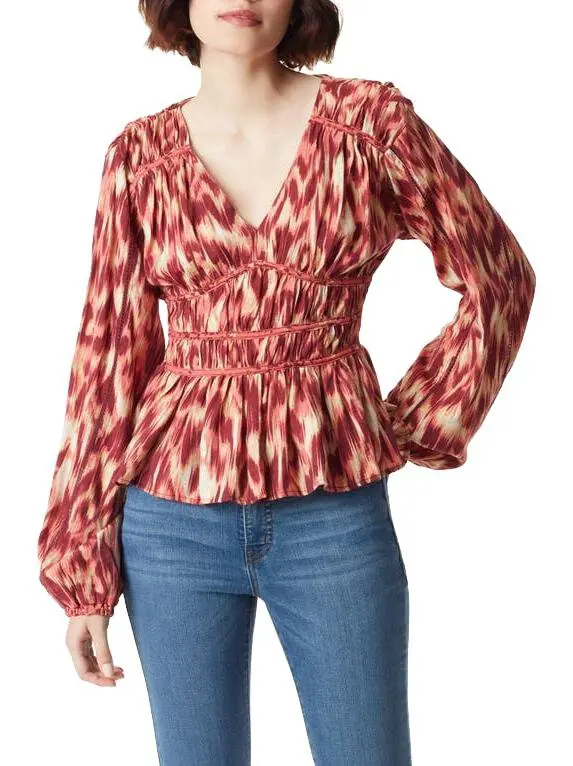 Sam Edelman Evie Ikat Print Peplum Blouse - Ikat Animal