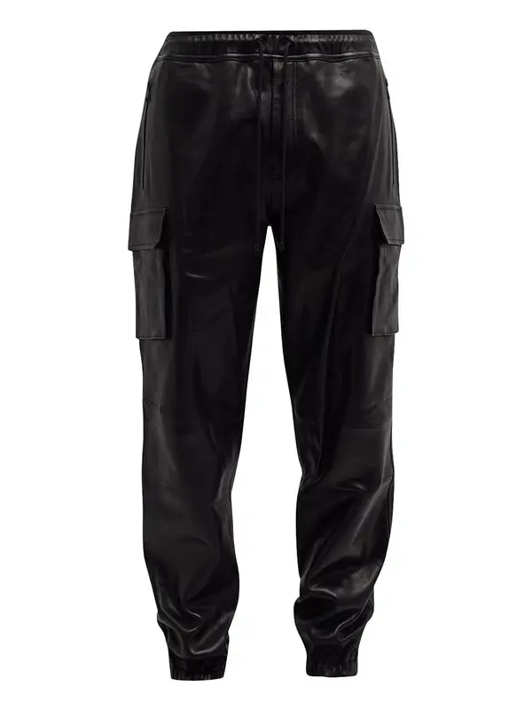 FRAME Leather Cargo Pants - Noir