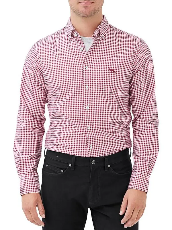 Rodd & Gunn Gunn Check Oxford Long Sleeve Slim Fit Shirt - Claret