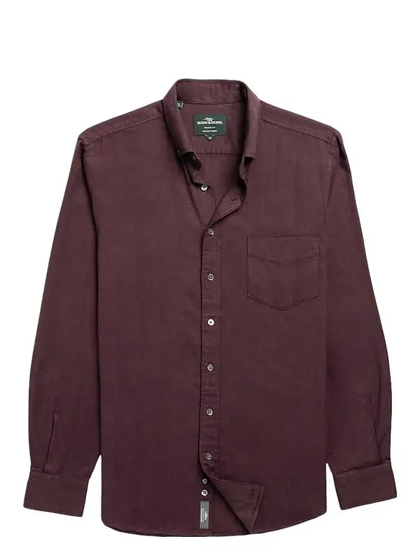 Rodd & Gunn Rodd And Gunn Barrhill Long Sleeve Slim Fit Shirt - Mulberry