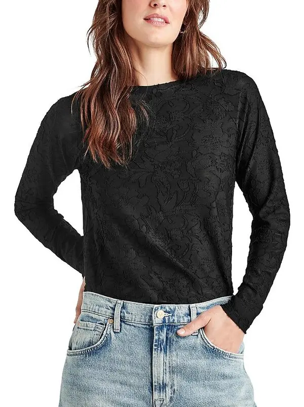 Splendid Cecelia Floral Long Sleeve Tee - Black