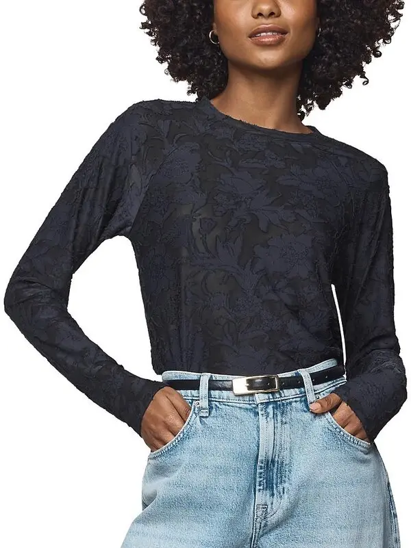 Splendid Cecelia Floral Long Sleeve Tee - Ice Navy