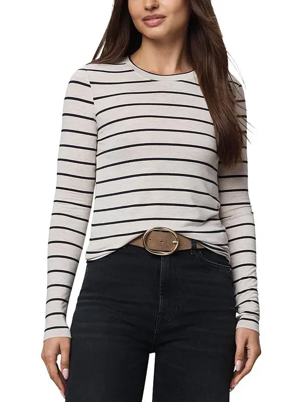 Splendid Striped Long Sleeve Tee - Pale Oak Heather/lead