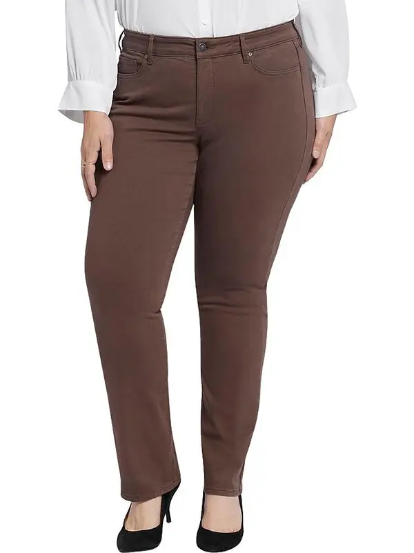 NYDJ Marilyn High Rise Straight Jeans - Coffee Bean