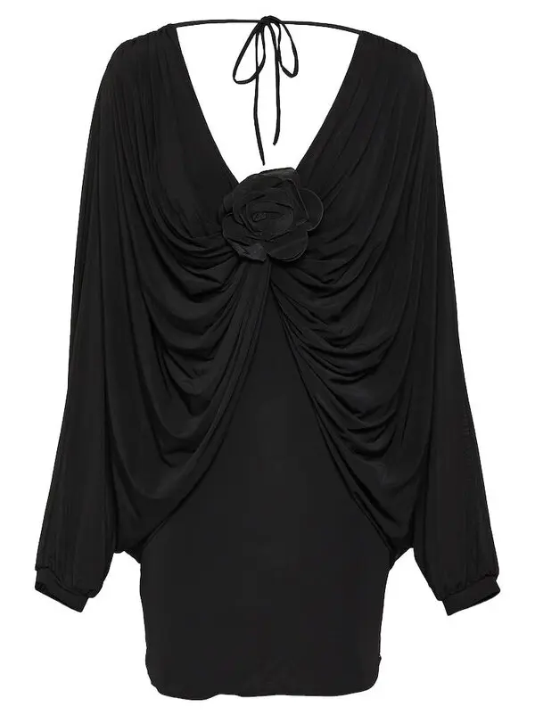 Giuseppe Di Morabito Floral-appliqué Draped Minidress - Black