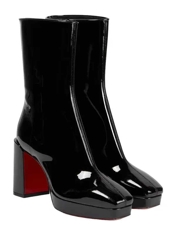 CHRISTIAN LOUBOUTIN Alleo 90 Patent Leather Ankle Boots - Black