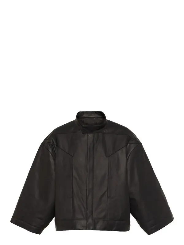 Rick Owens Cropped Leather Jacket - Black
