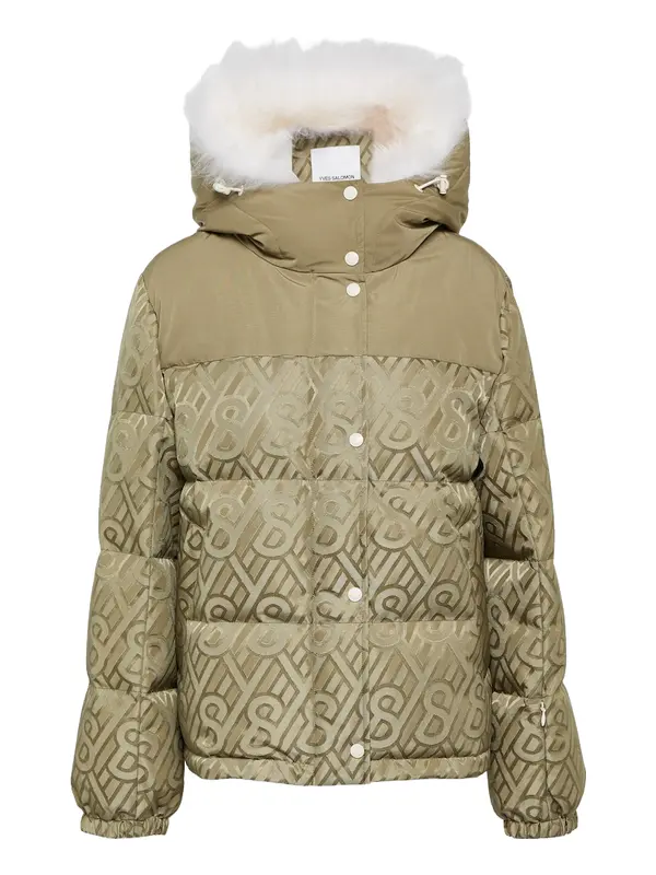 YVES SALOMON Logo Shearling-trimmed Down Jacket - Multicoloured