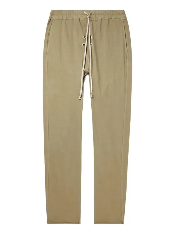 Rick Owens Berlin Eyelet-embellished Cotton-jersey Drawstring Trousers - Green