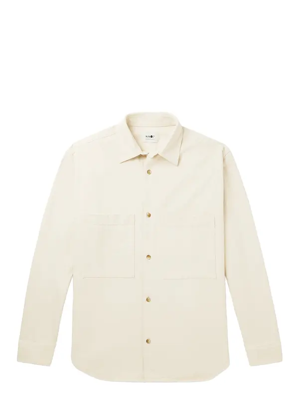 Nn07 Freddy Garment-dyed Recycled-cotton Twill Overshirt - Neutrals
