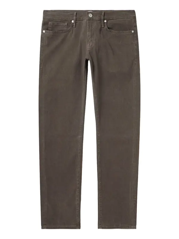FRAME L'homme Slim-fit Lyocell-blend Trousers - Brown