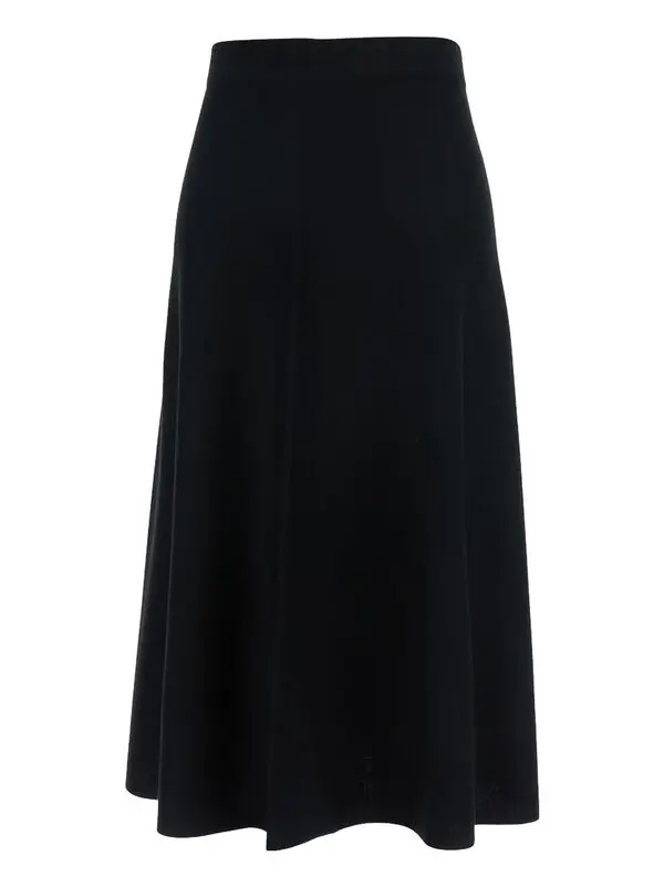 ALLUDE Knitted Flared Wool Skirt - Black