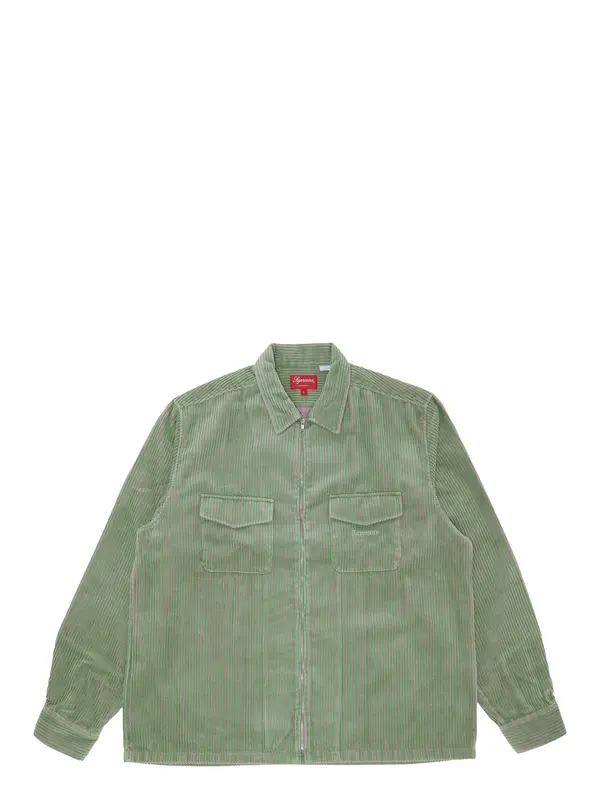 Supreme Corduroy Zip Up Shirt - Green