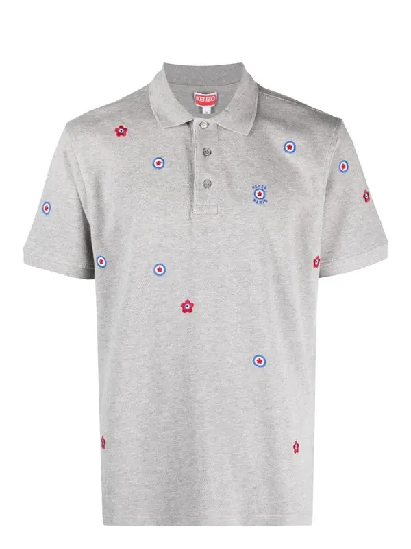 Kenzo Target Embroidered Cotton Shirt - Grey