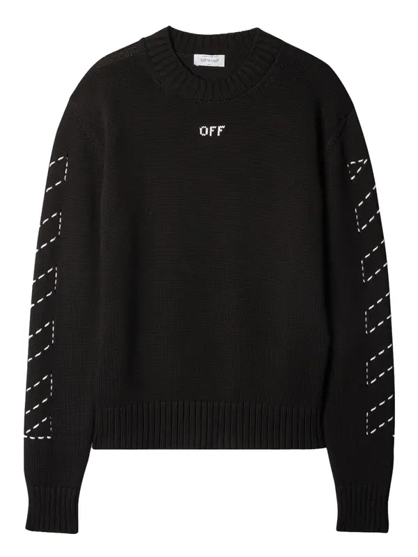 Off-White Arrows-embroidery Crew-neck Jumper - Black