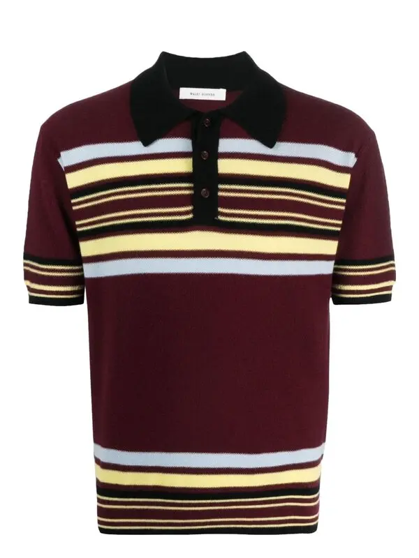 WALES BONNER Wander Striped Wool Polo Shirt - Red