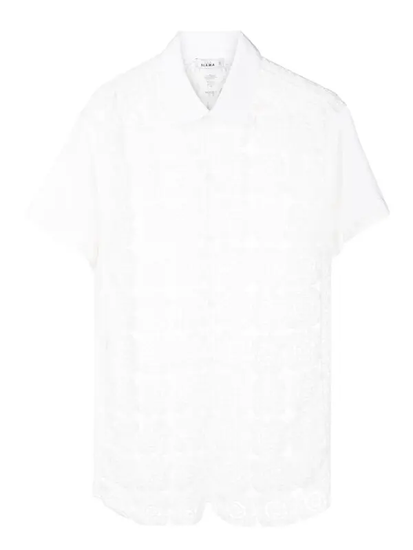 AMIR SLAMA Crochet-panel Short-sleeved Shirt - White