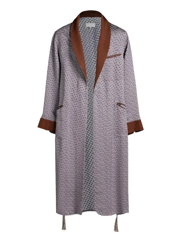 MAISON MARGIELA Geometric Pattern Fringed Coat - Grey