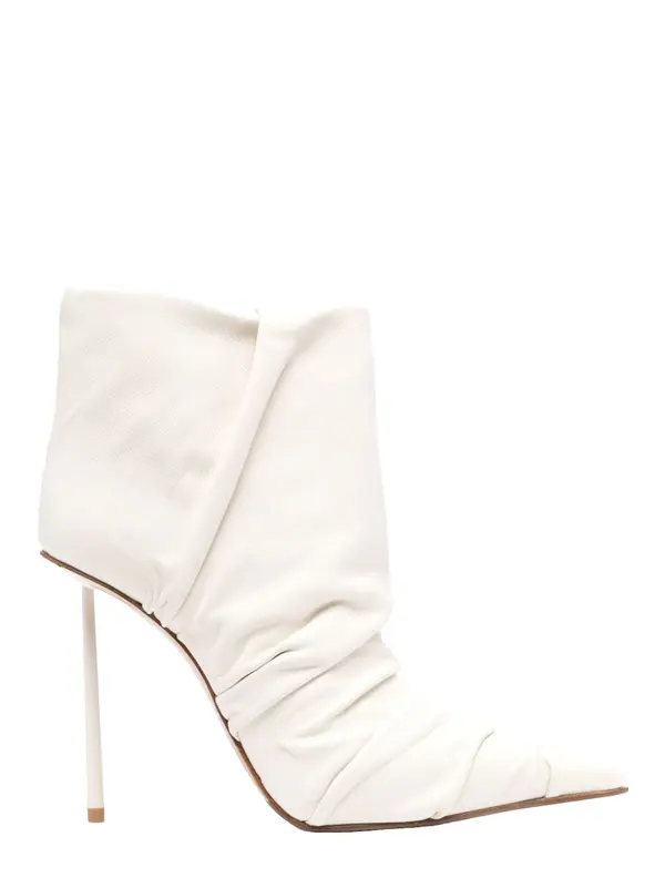 LE SILLA Fedra 120mm Ruched Leather Ankle Boots - Neutrals