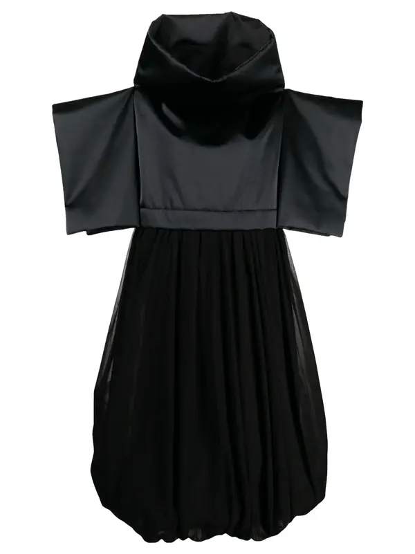 Comme Des Garçons Wide-sleeved Puffball Midi Dress - Black