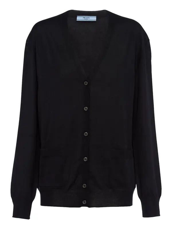 Prada V-neck Wool-cashmere Cardigan - Black