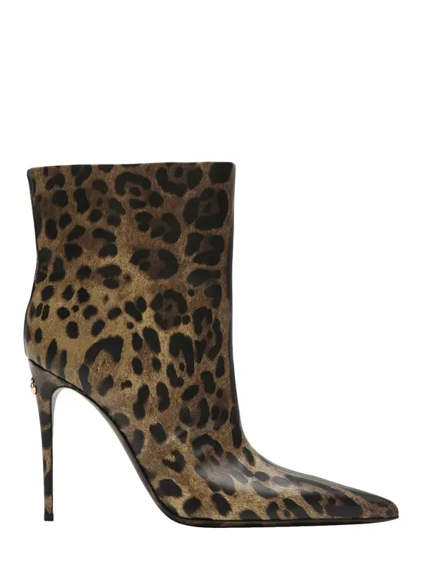 Dolce & Gabbana 105mm Leopard-print Leather Boots - Brown