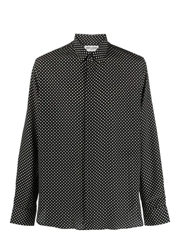 Saint Laurent Polka-dot Print Silk Shirt - Black