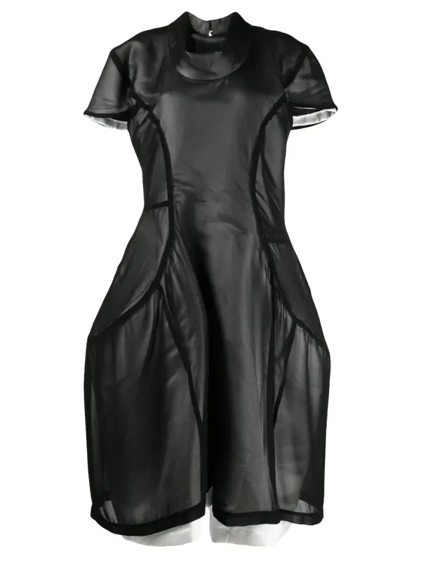 Comme Des Garçons Asymmetric Panelled Midi Dress - Black
