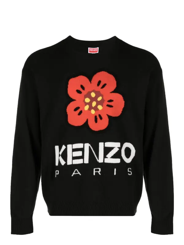 Kenzo Boke Flower-motif Wool Jumper - Black