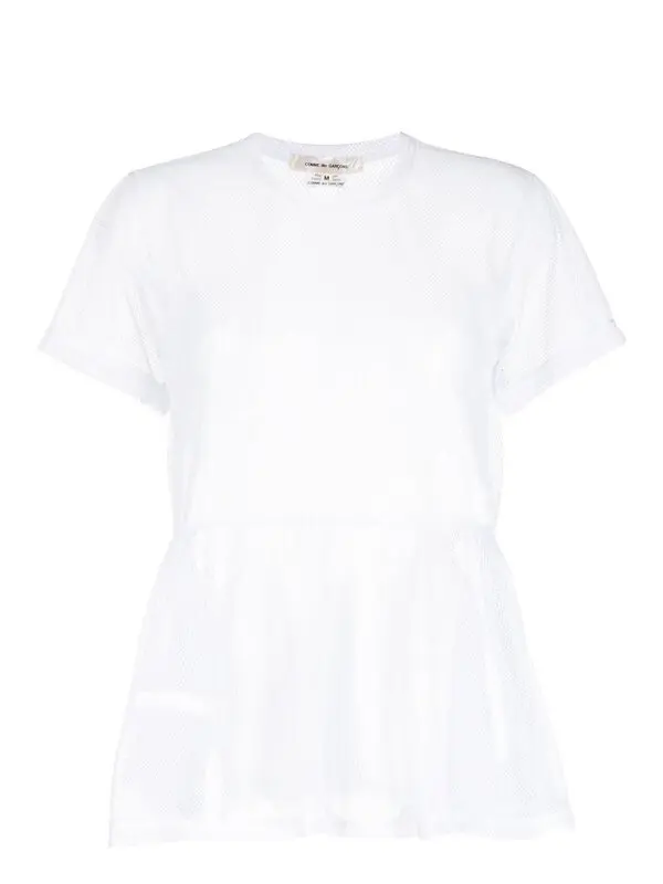 Comme Des Garçons Ruffle-hem Mesh T-shirt - White