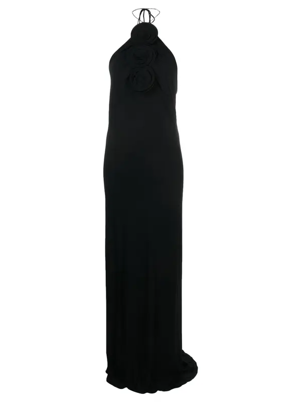 Magda Butrym Floral-appliqué Maxi Dress - Black
